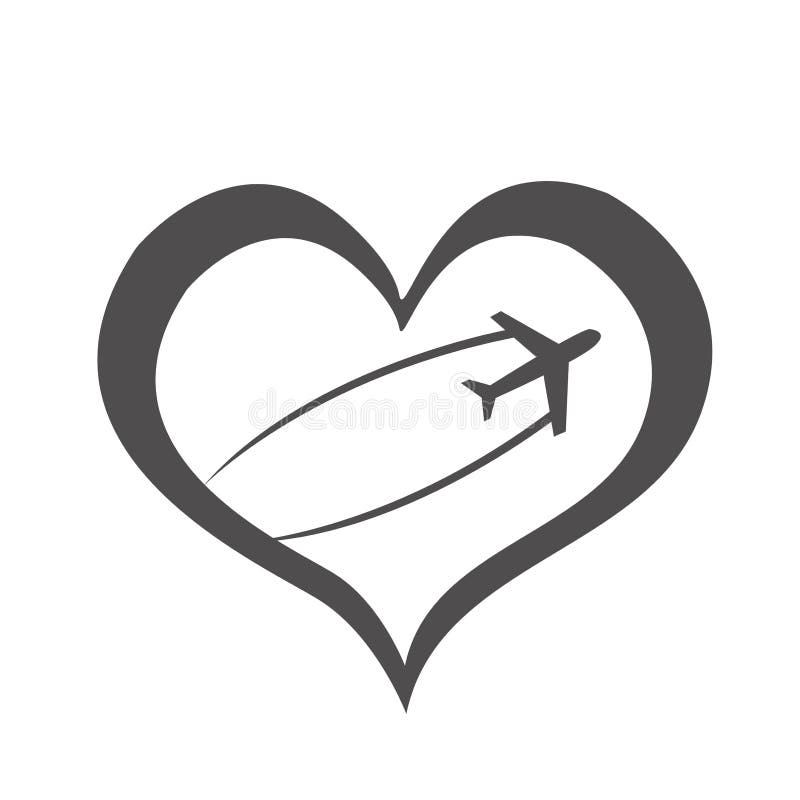 Airplane Icon Vector Illustration with Heart Stock Vector ...