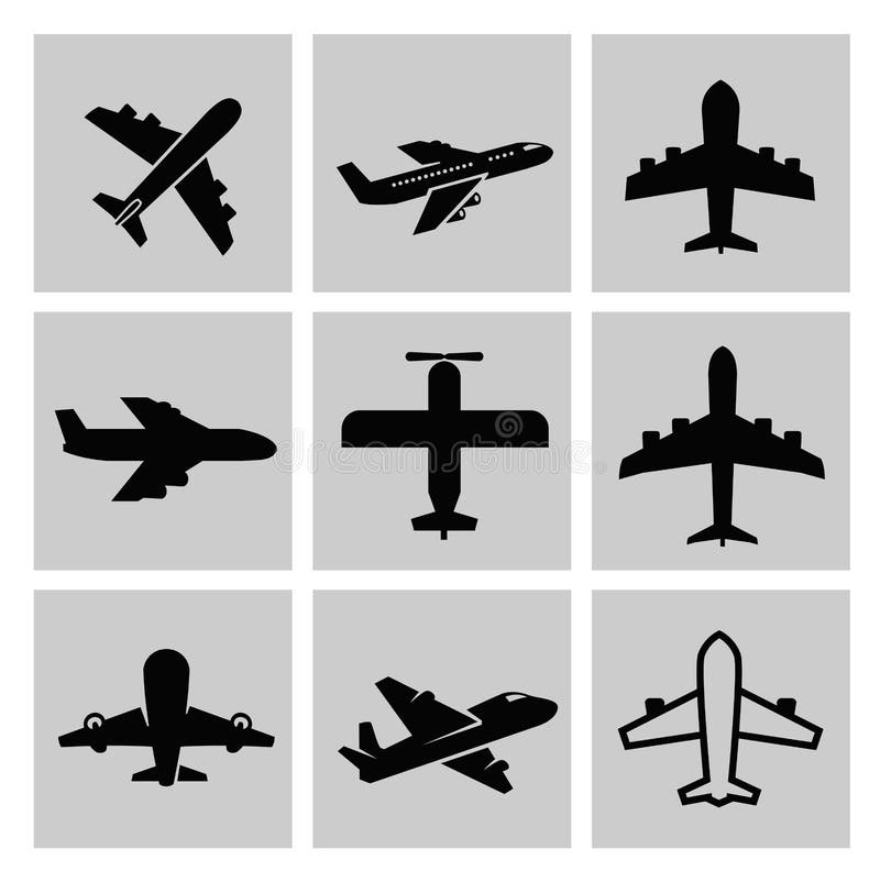 Airplane icons stock vector. Illustration of black, flight - 37178246