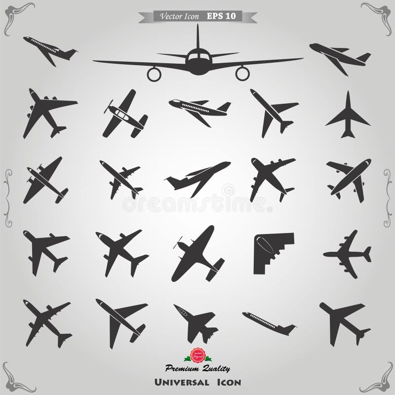 Airplane icons set stock vector. Illustration of modern - 72173832