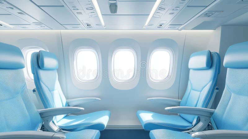An Airplane Interior Cross-section Showing Business Class Seats with ...