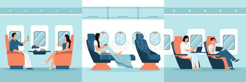 Sitting First Class Airplane Stock Illustrations – 131 Sitting First ...