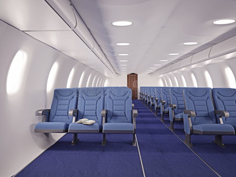 Airplane Interior with Traveling Passengers, Seamless Horizontal ...