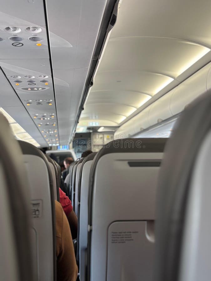 Airplane Interior: View from the Seat Stock Photo - Image of onboard ...