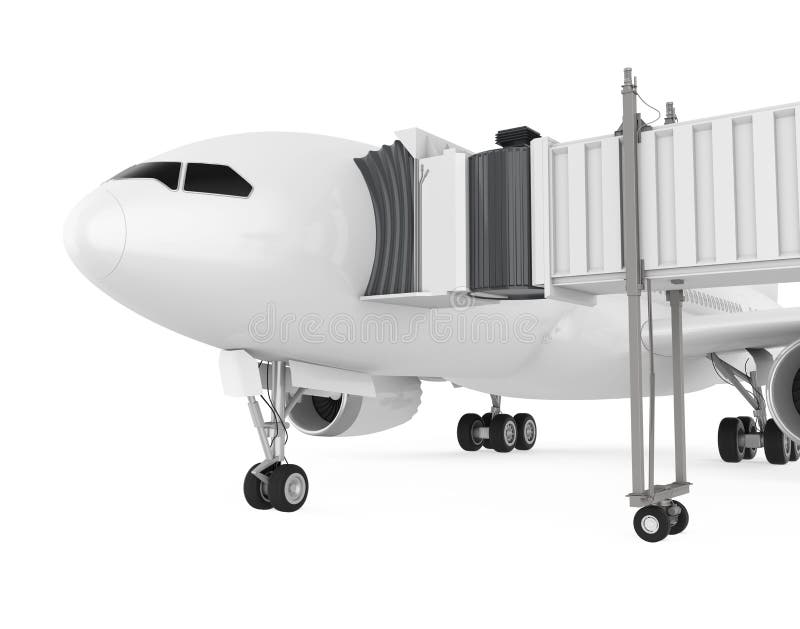 Aero Bridge or Jetway with Aircraft Stock Vector - Illustration of ...