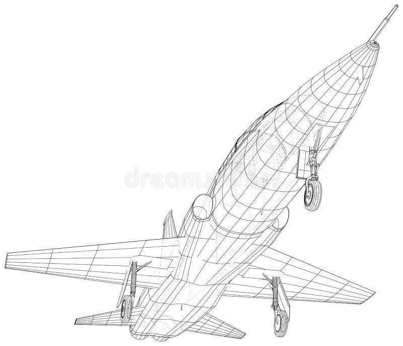Airplane Jet Close-up. Vector Rendering of 3d Stock Vector ...