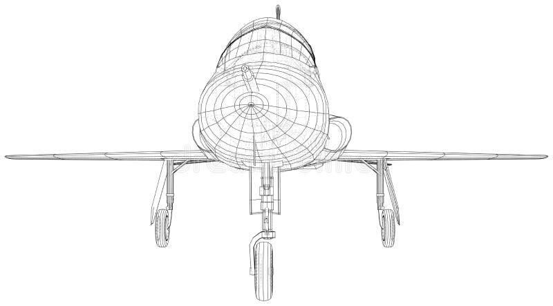 Airplane Jet Close-up. Wire-frame. EPS10 Format Stock Vector ...