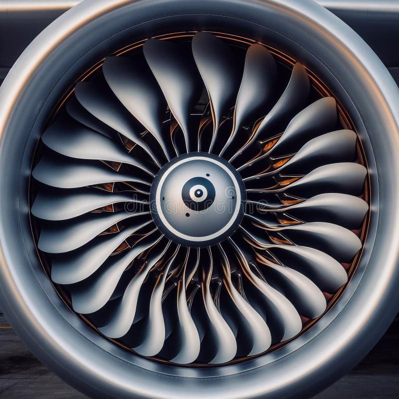 Airplane Jet Engine Blades Close Up. Generated AI Stock Illustration ...