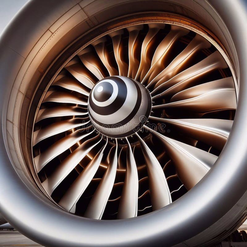 Airplane Jet Engine Blades Close Up. Generated AI Stock Illustration ...