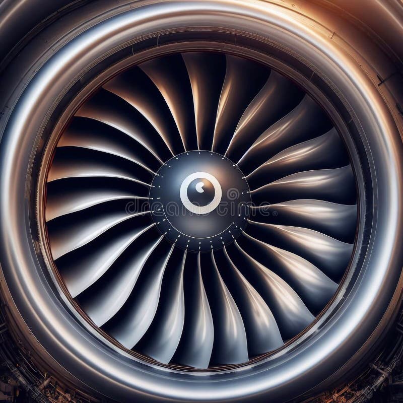 Airplane Jet Engine Blades Close Up. Generated AI Stock Illustration ...