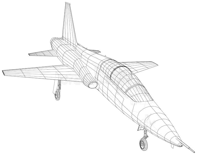 Airplane Jet Sketch. Vector Rendering of 3d Stock Vector - Illustration ...