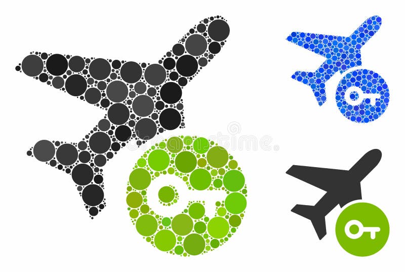 Airplane Key Mosaic Icon of Circles Stock Illustration - Illustration ...