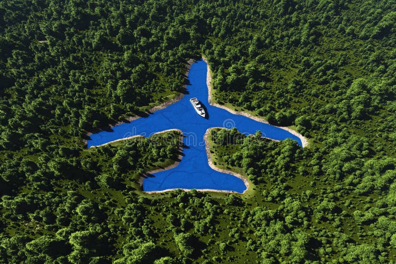 Airplane lake stock illustration. Illustration of beauty - 258101457