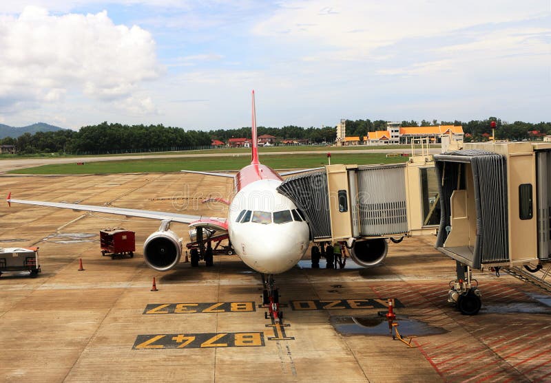 Airplane on Land Boarding for Departure Stock Image - Image of ...