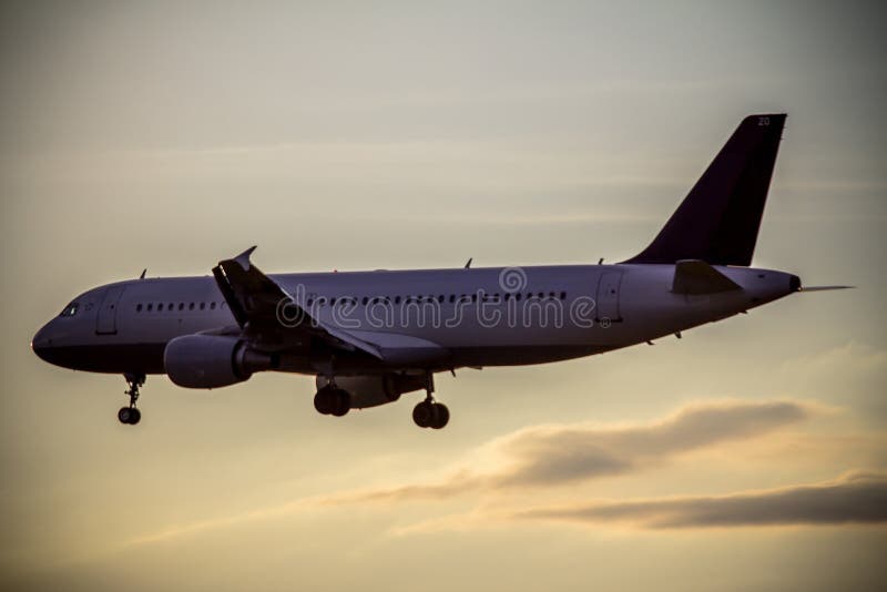 Airplane landing stock image. Image of technology, frankfurt - 100604635
