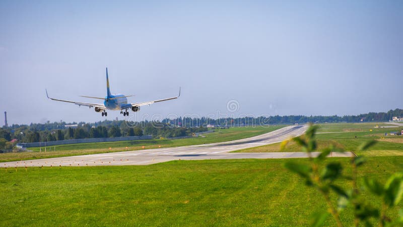 Airplane Landing on the Airport. Perfect View on the Airplane with ...