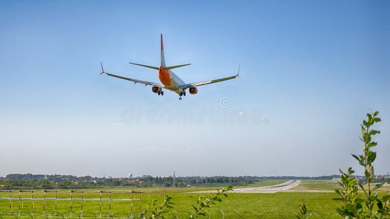 Airplane Landing on the Airport. Perfect View on the Airplane with ...