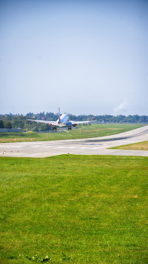 Airplane Landing on the Airport. Perfect View on the Airplane with ...