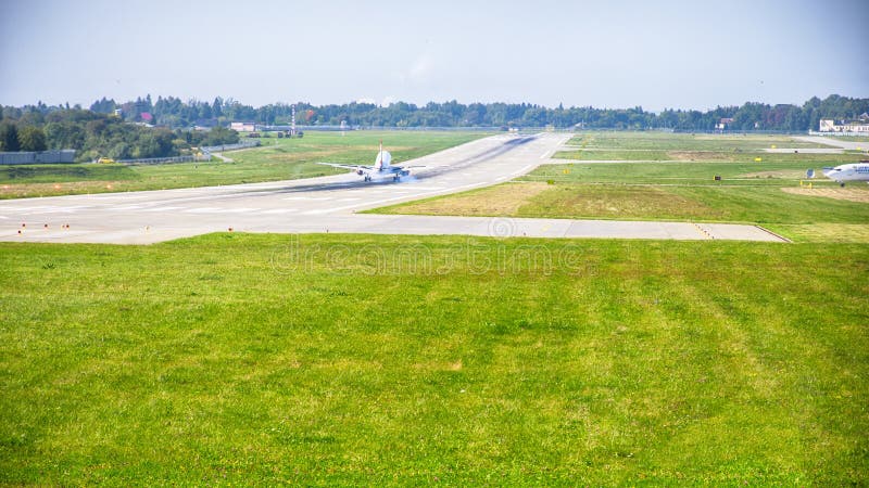 Airplane Landing on the Airport. Perfect View on the Airplane with ...
