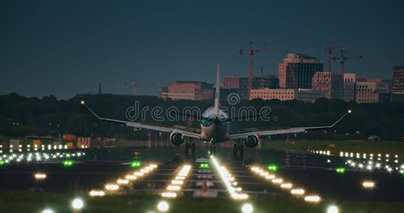 Airplane Landing at Dusk: a Perfect Touchdown Stock Video - Video of ...