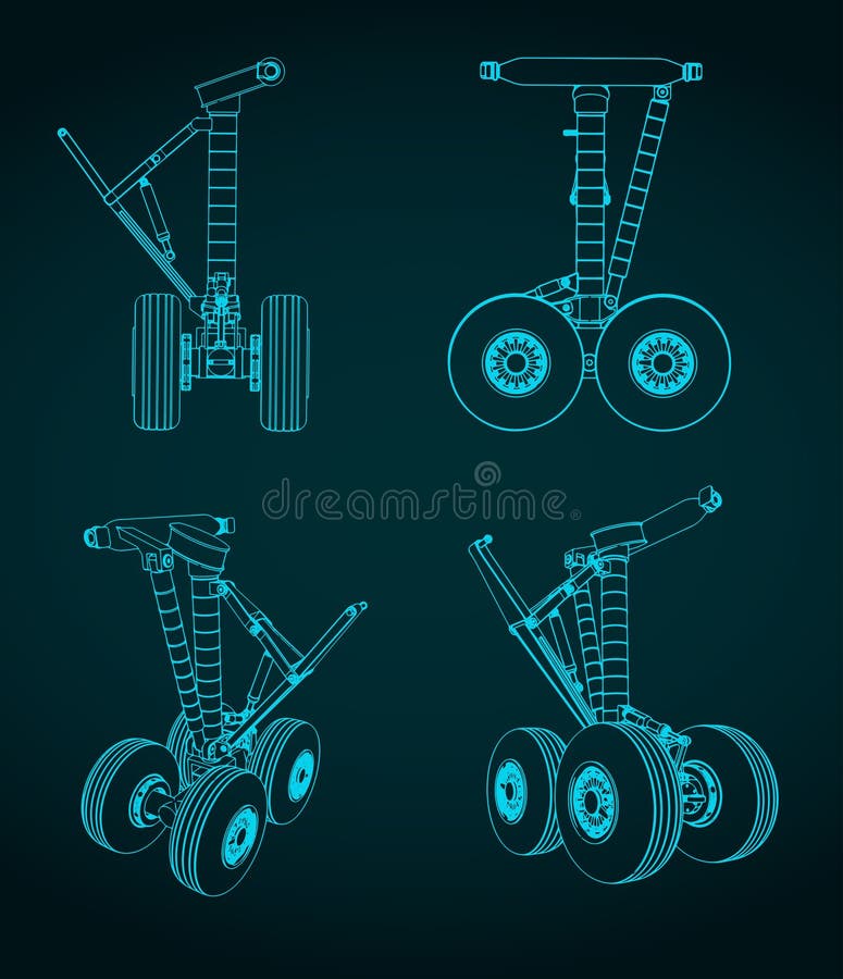 Airplane Landing Gear Drawings Stock Vector - Illustration of blueprint ...