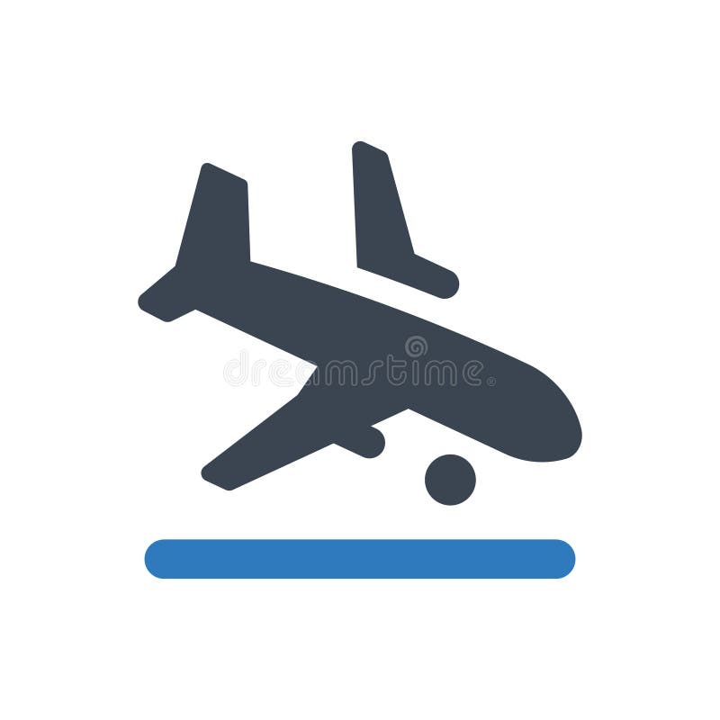Airplane landing icon stock vector. Illustration of vector - 262612929
