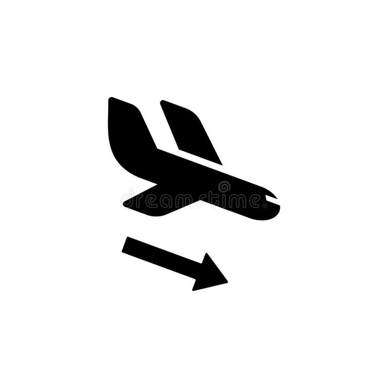Airplane Landing, Plane Flying Down Solid Flat Vector Icon Isolated on ...