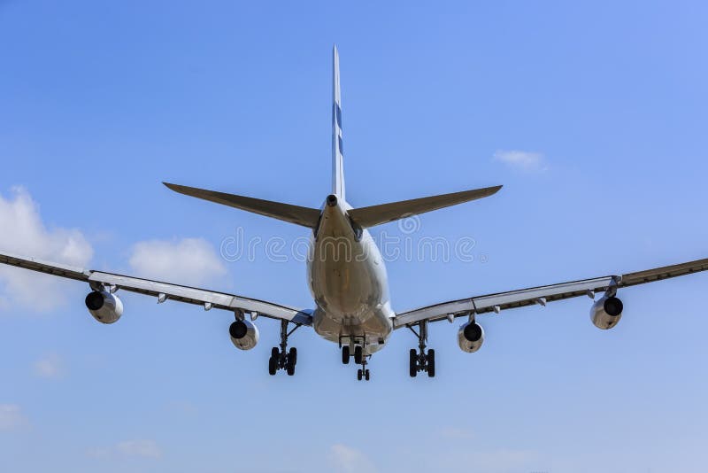 Airplane Landing Vertical Frame Stock Photo - Image of journey, speed ...