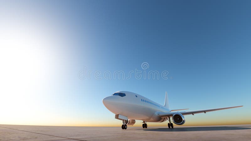 Airplane at the Landing Strip. Ground View. Stock Illustration ...