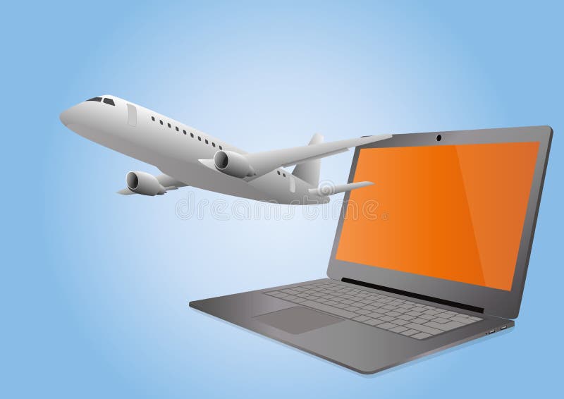 Airplane and laptop stock vector. Illustration of electronic - 34825270