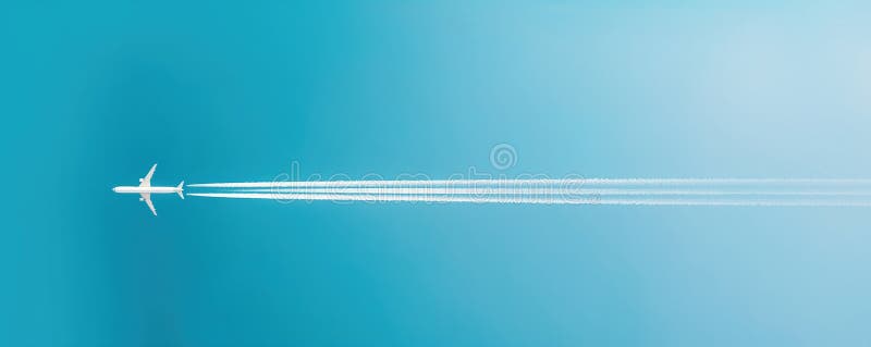 Airplane Leaving a Contrail Against a Clear Blue Sky Stock Image ...