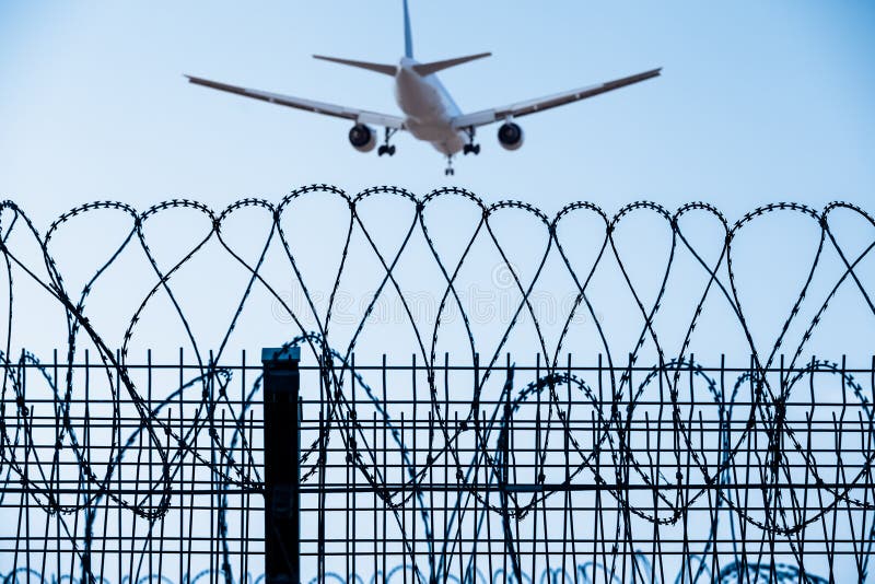 Airplane left the airport stock image. Image of barbed - 67134515