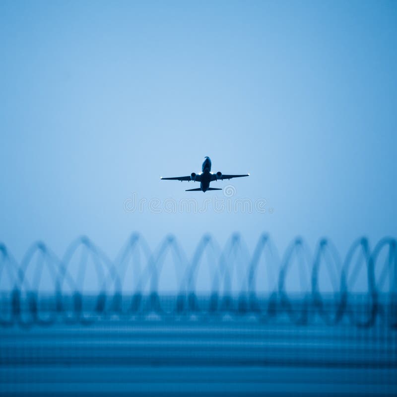 Airplane left the airport stock photo. Image of cargo - 67134526