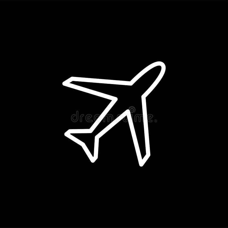 Airplane Flat Icon on Black Background. Black Style Vector Illustration ...