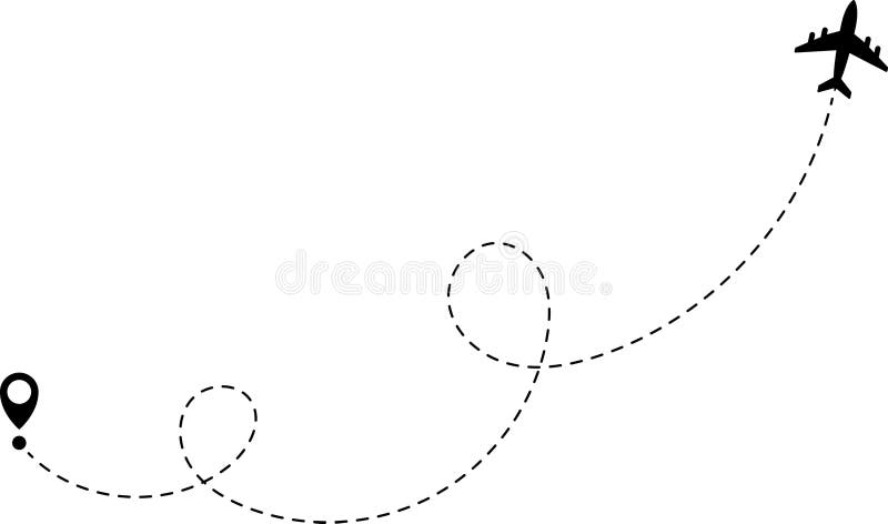 Airplane Line Path Route Start Point Dash Trace Stock Illustrations ...