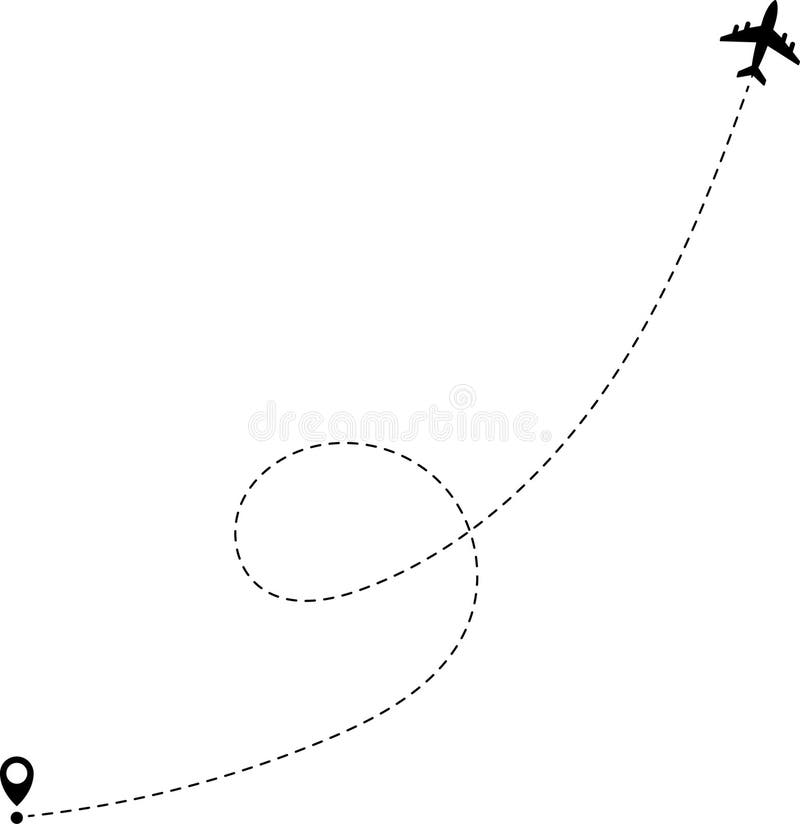 Airplane Line Path Route Start Point Dash Trace Stock Illustrations ...