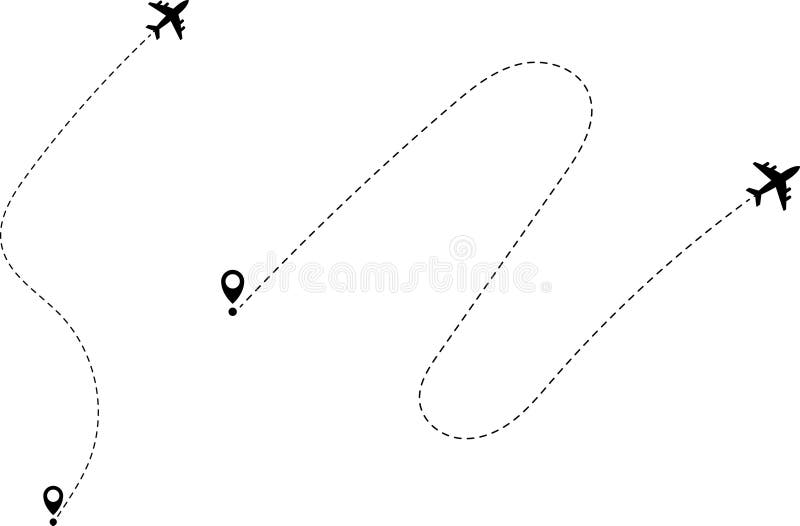 Airplane Line Path Route Start Point Dash Trace Stock Illustrations ...