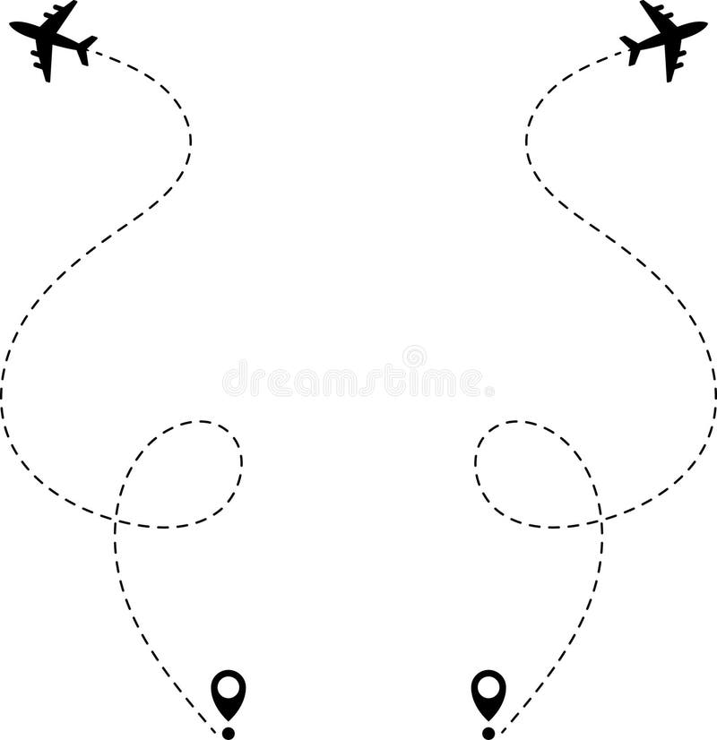 Airplane Line Path Route Start Point Dash Trace Stock Illustrations ...