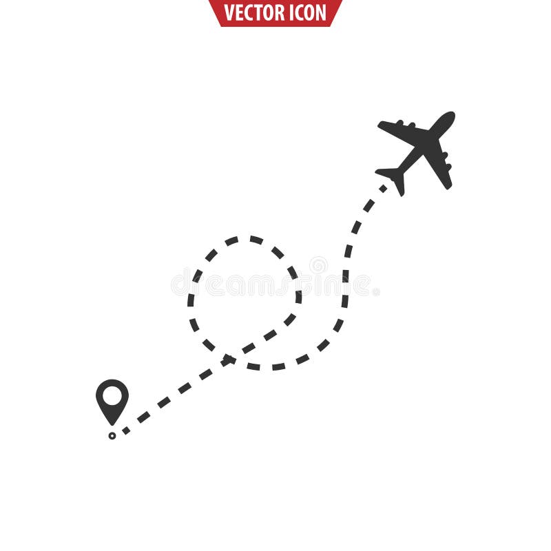 Airplane Line Path Route Icon. Isolated Vector Illustration Stock ...