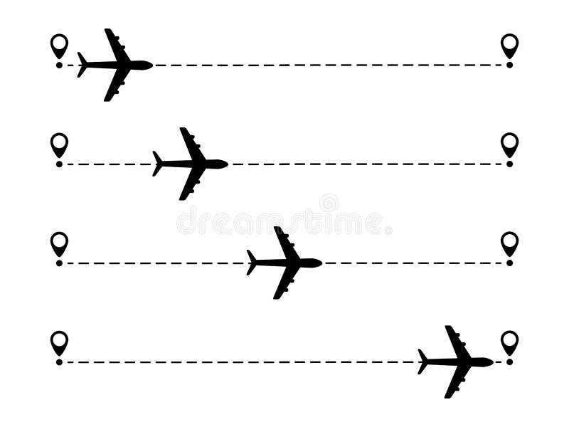 Airplane Line Dotted Path in Heart Shape Stock Illustration ...