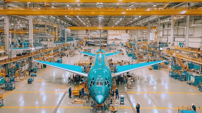Airplane Manufacturing Facility Modern Aircraft Assembly Line in ...