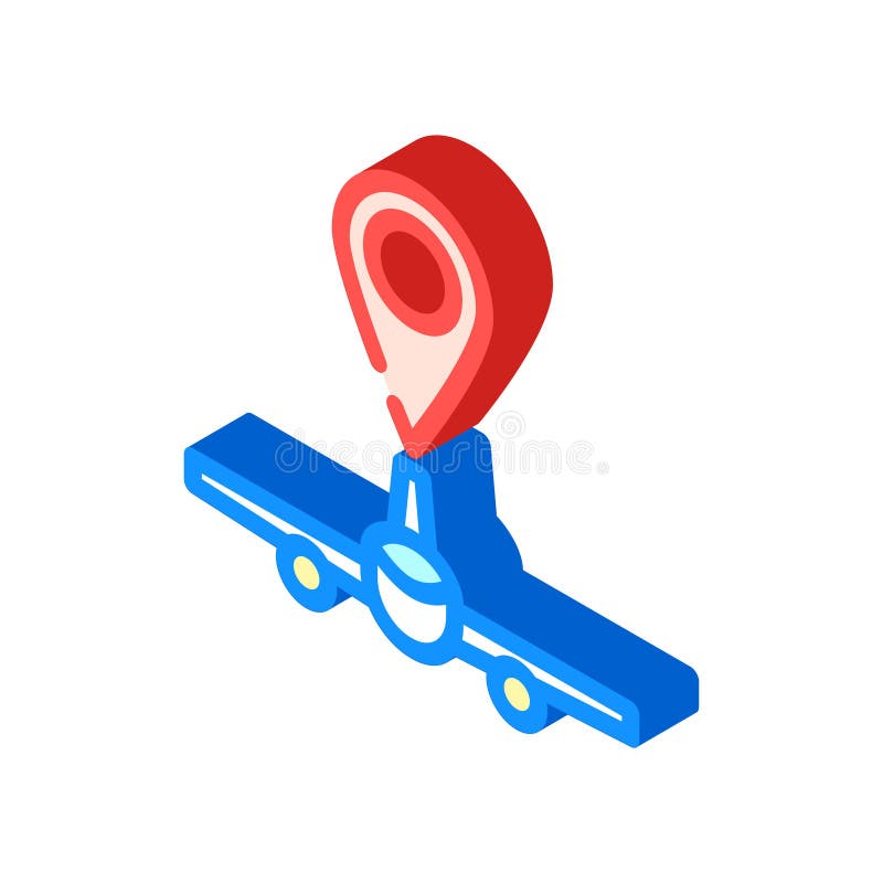 Airplane Map Location Isometric Icon Vector Illustration Stock Vector ...