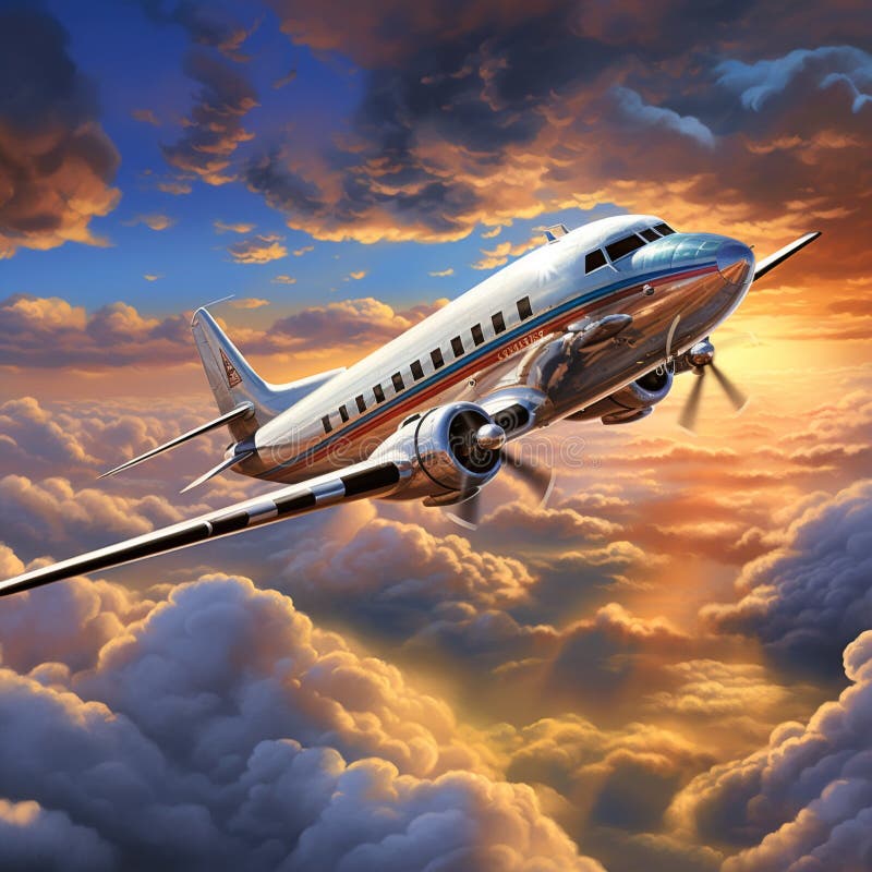 Airplane in Mid-Flight with Dramatic Clouds Resembling a Theater Stage ...