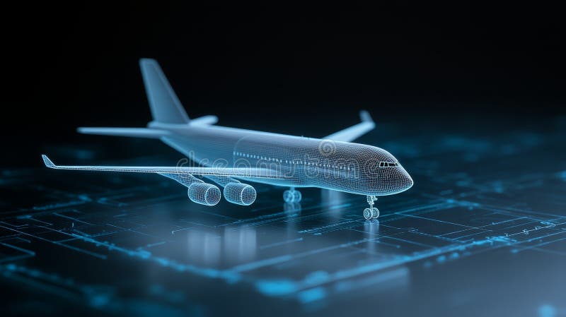 Airplane Miniature Model on Blueprint Aviation Design Engineering and ...