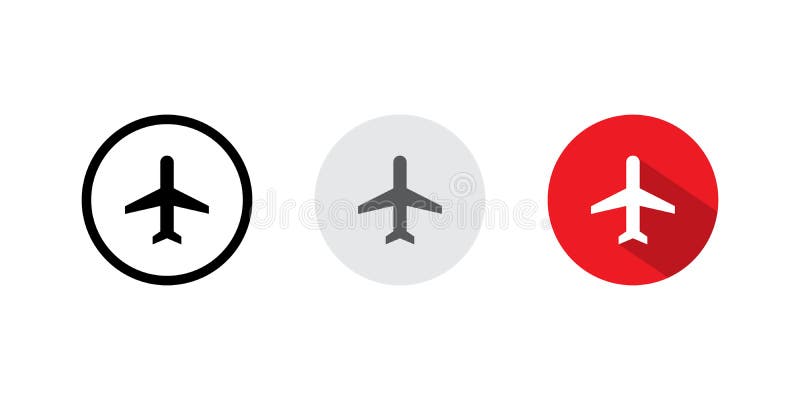 Airplane Mode Icon Vector in Black Circle. Plane Sign Symbol Stock ...