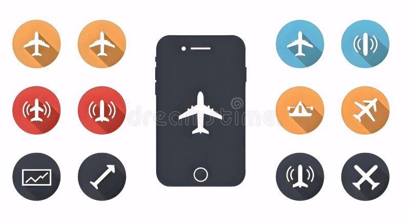 Airplane Mode Interface Design for Mobile Phone with Flight Icons Stock ...