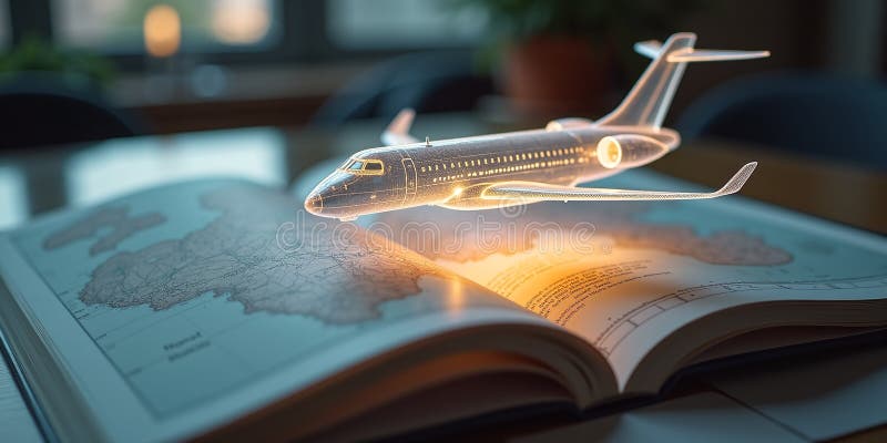 Airplane Model Over Open Map, Symbolizing Knowledge through Travel, and ...