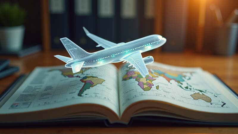 Airplane Model Over Open Map, Symbolizing Knowledge through Travel, and ...