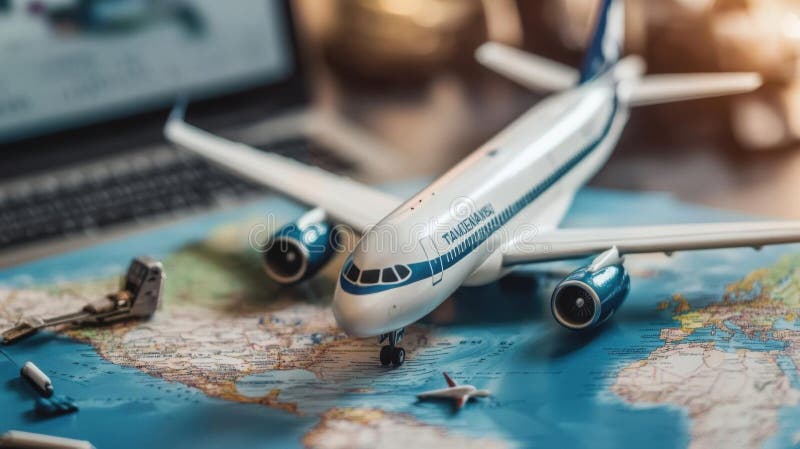 Airplane Model on World Map, Embark on a Journey of Exploration Stock ...