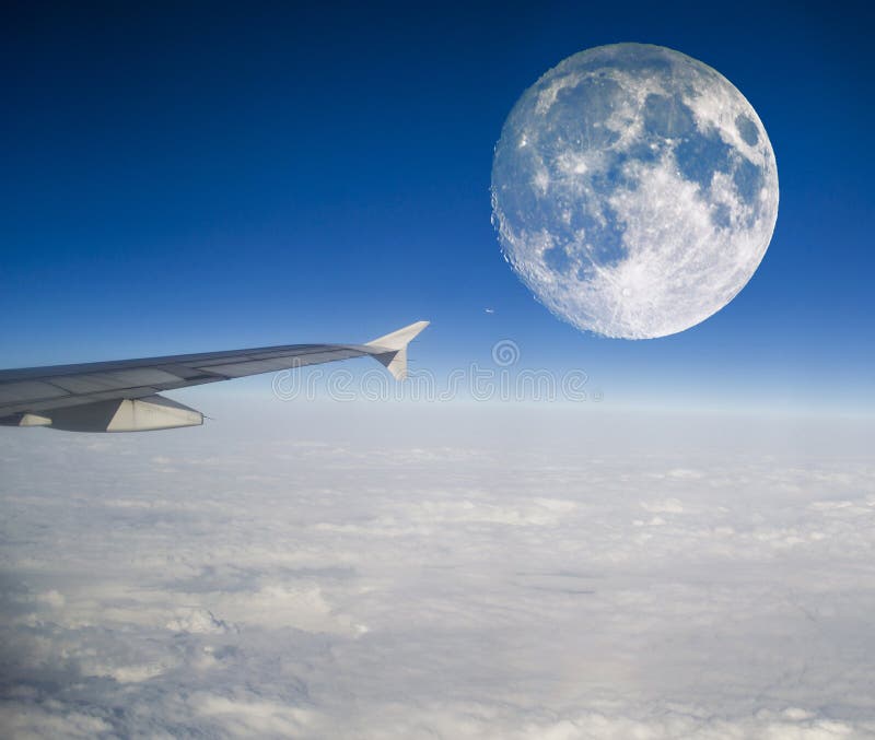 Airplane and moon stock photo. Image of planes, irfoil - 127444534
