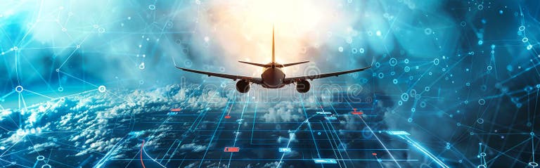 Aerial Perspective of an Airplane Soaring through a Blue Sky Filled ...